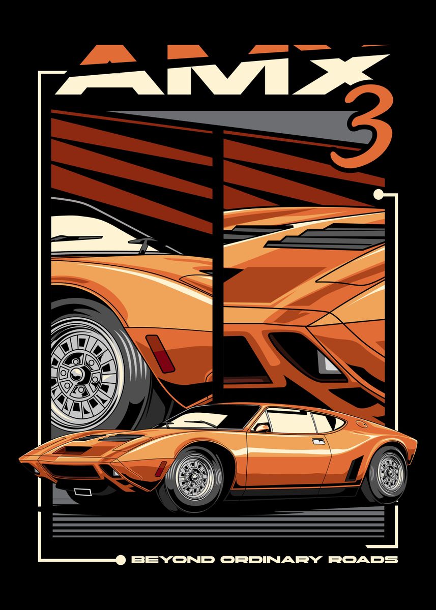 'Classic AMX 3 Supercar' Poster, picture, metal print, paint by Amila ...