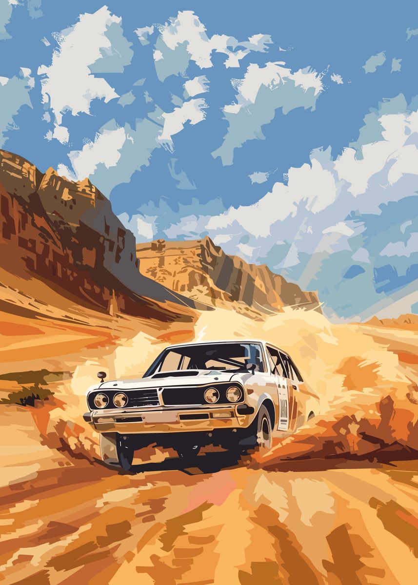'Desert Rally Race' Poster, picture, metal print, paint by Mesh | Displate