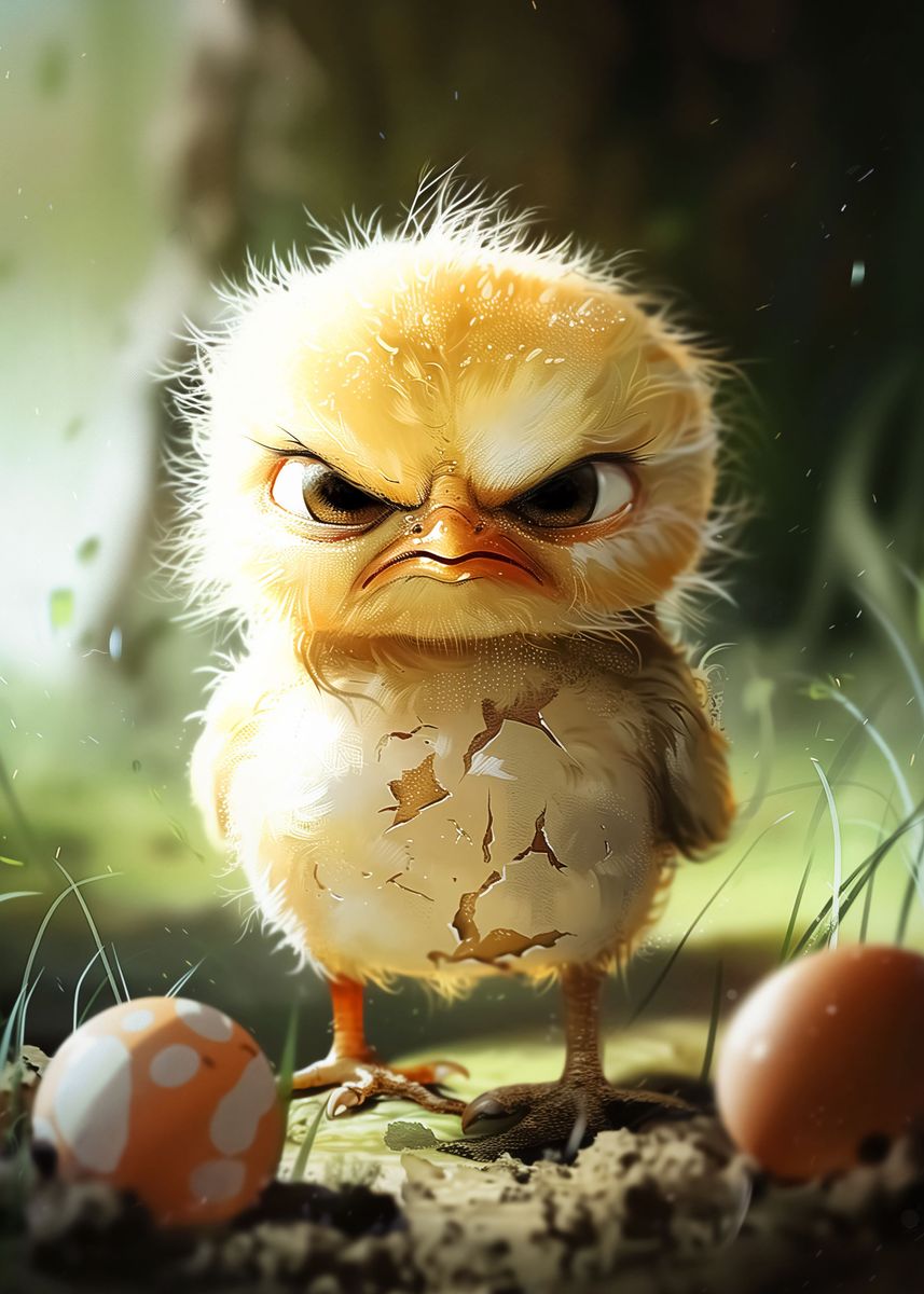 'Annoyed Chicken' Poster, picture, metal print, paint by Undermountain ...