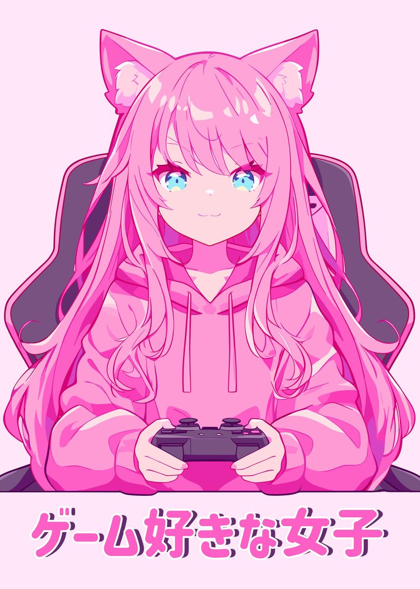 'Kawaii Anime Gamer Girl' Poster, picture, metal print, paint by Masaki ...