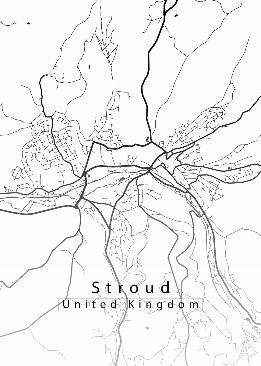 'Stroud City Map white' Poster, picture, metal print, paint by Robin ...