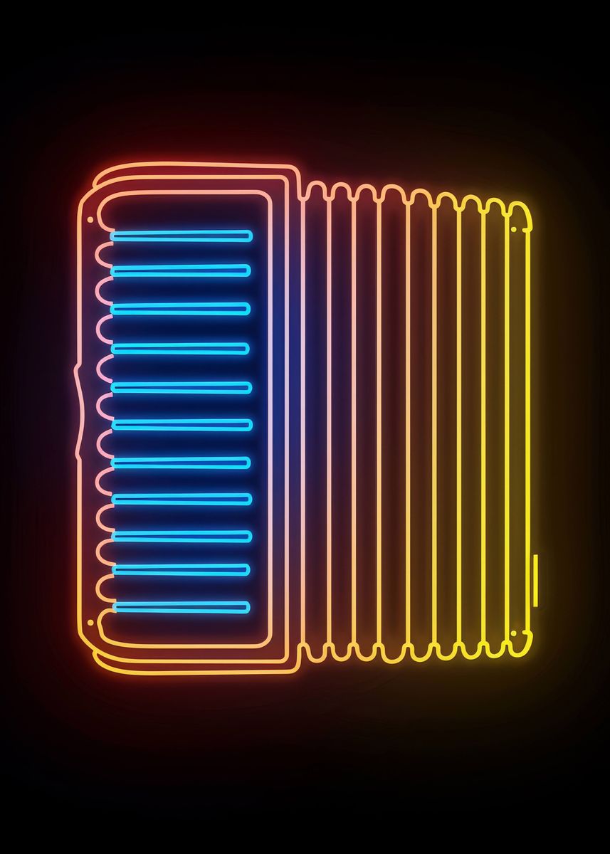 'Music Neon' Poster, picture, metal print, paint by Adam Reed | Displate