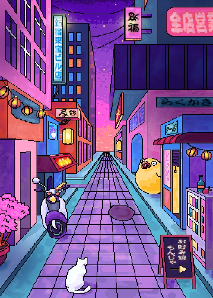 'city pixel' Poster, picture, metal print, paint by asnah asnah | Displate