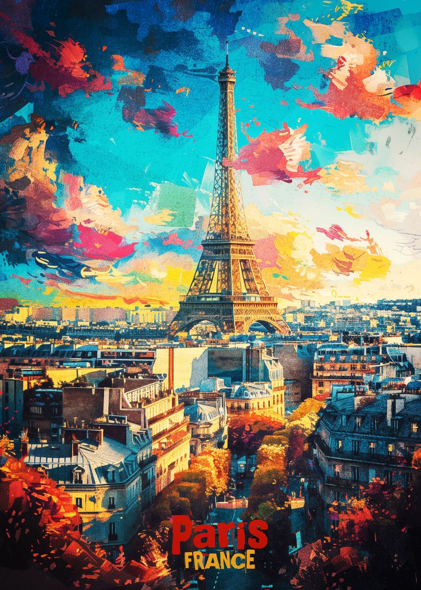 'Paris Overview Art Poster' Poster, picture, metal print, paint by ...
