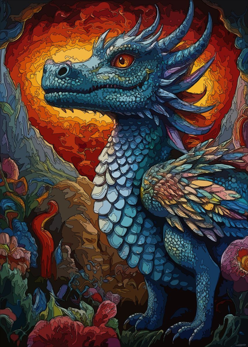 'Blue dragon 2' Poster, picture, metal print, paint by Ghanimdez | Displate