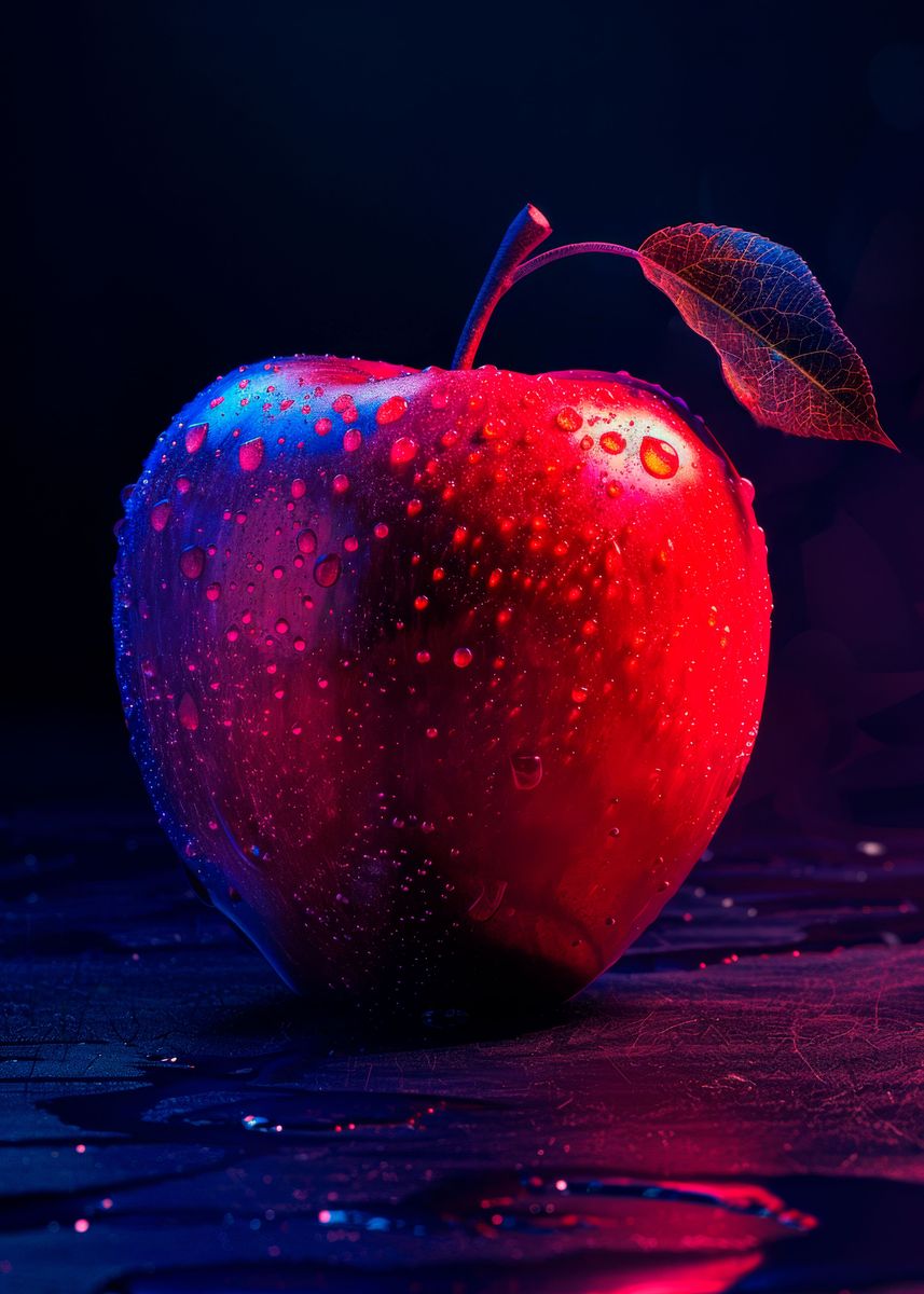 'Neon Apple' Poster, picture, metal print, paint by Zackary Baker ...