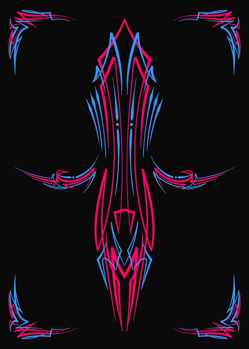 'Retro Floral Pinstriping' Poster, picture, metal print, paint by ...