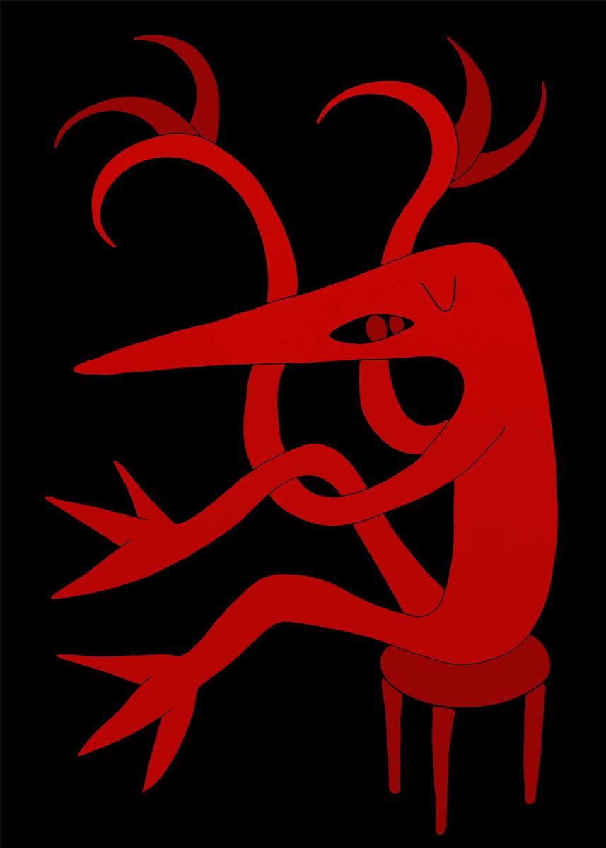 'Little red character being' Poster, picture, metal print, paint by ...