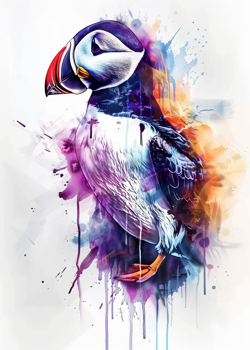 'Atlantic Puffin Watercolor' Poster, picture, metal print, paint by ...