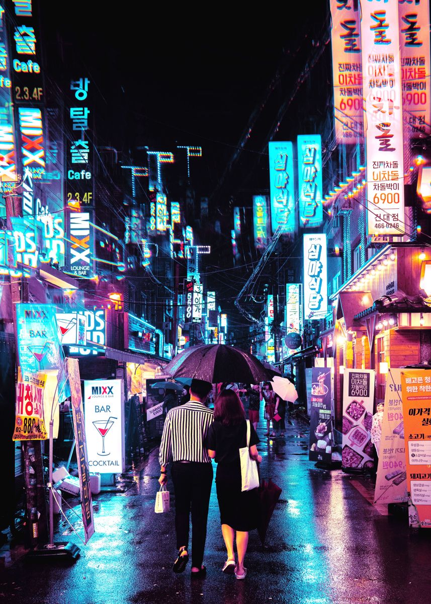 'Neon Date Night' Poster, picture, metal print, paint by Steve Roe ...