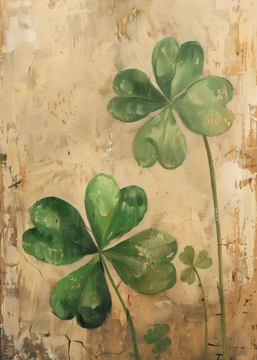 'Aged Clover Elegance' Poster, picture, metal print, paint by Silvie ...