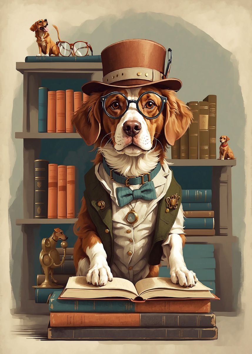 'Smart Brittany Spaniel Dog' Poster, picture, metal print, paint by ...