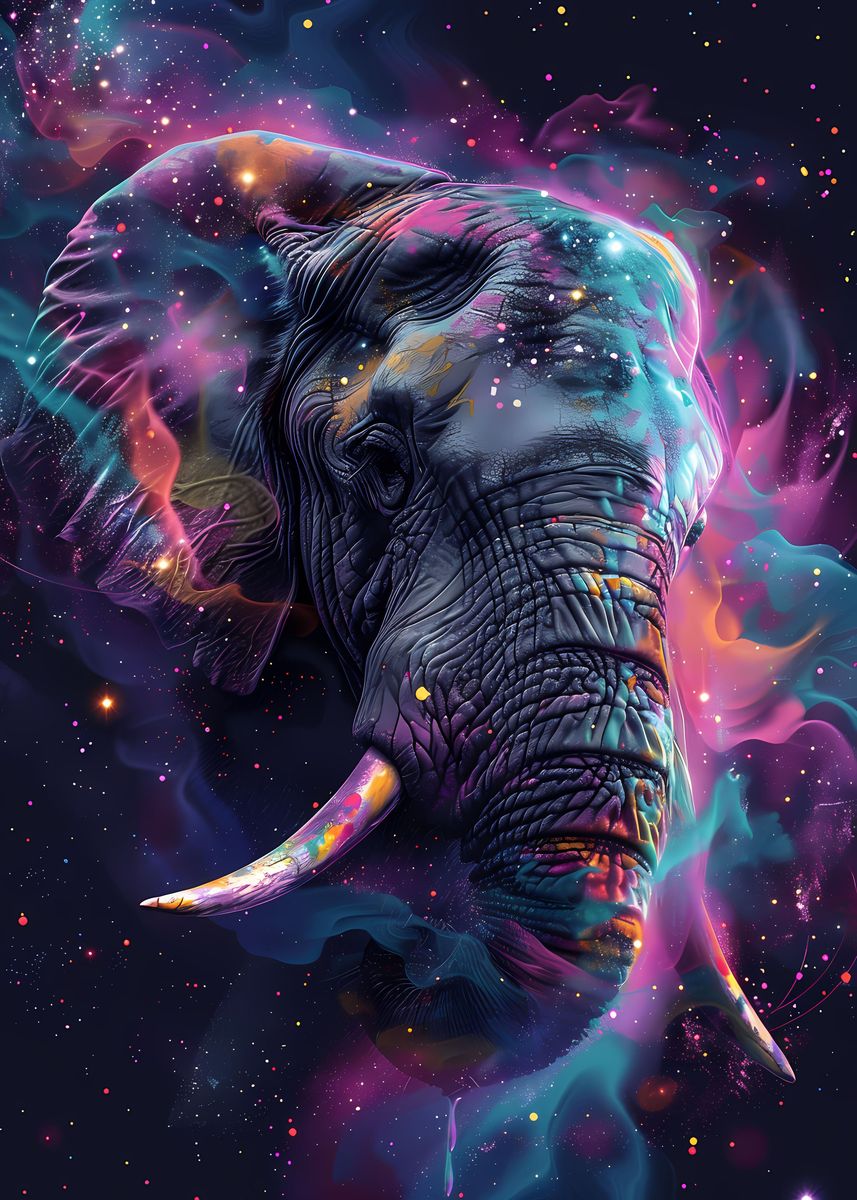 'Galaxy Elephant' Poster, picture, metal print, paint by LifeArtDesign ...