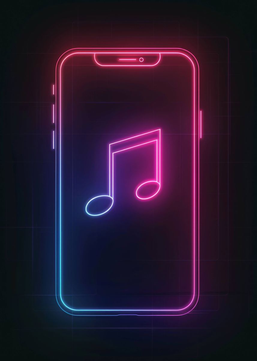 'Phone Music Neon' Poster, picture, metal print, paint by Adam Reed ...
