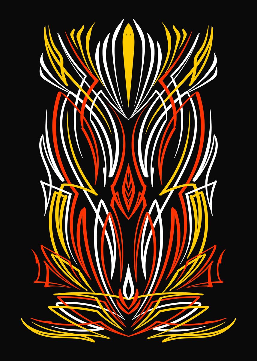 'Retro Floral Pinstriping' Poster, picture, metal print, paint by ...