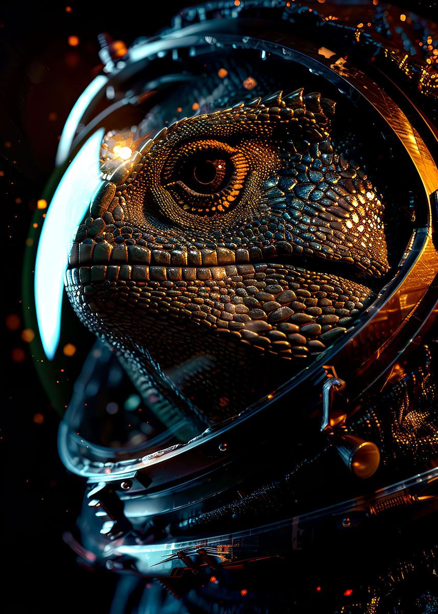 'Lizard Astronaut' Poster, picture, metal print, paint by quattro ante ...