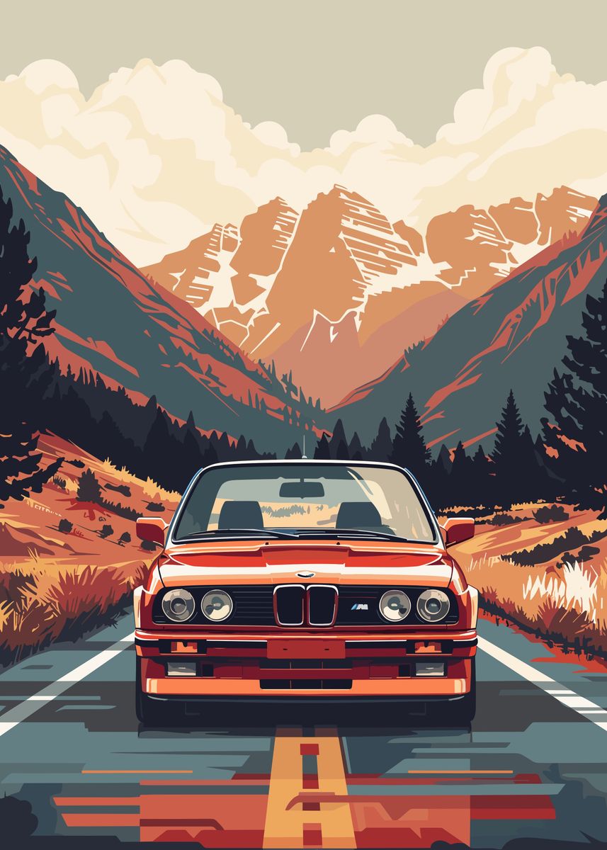 'Minimal BMW E30' Poster, picture, metal print, paint by SuperNova ...