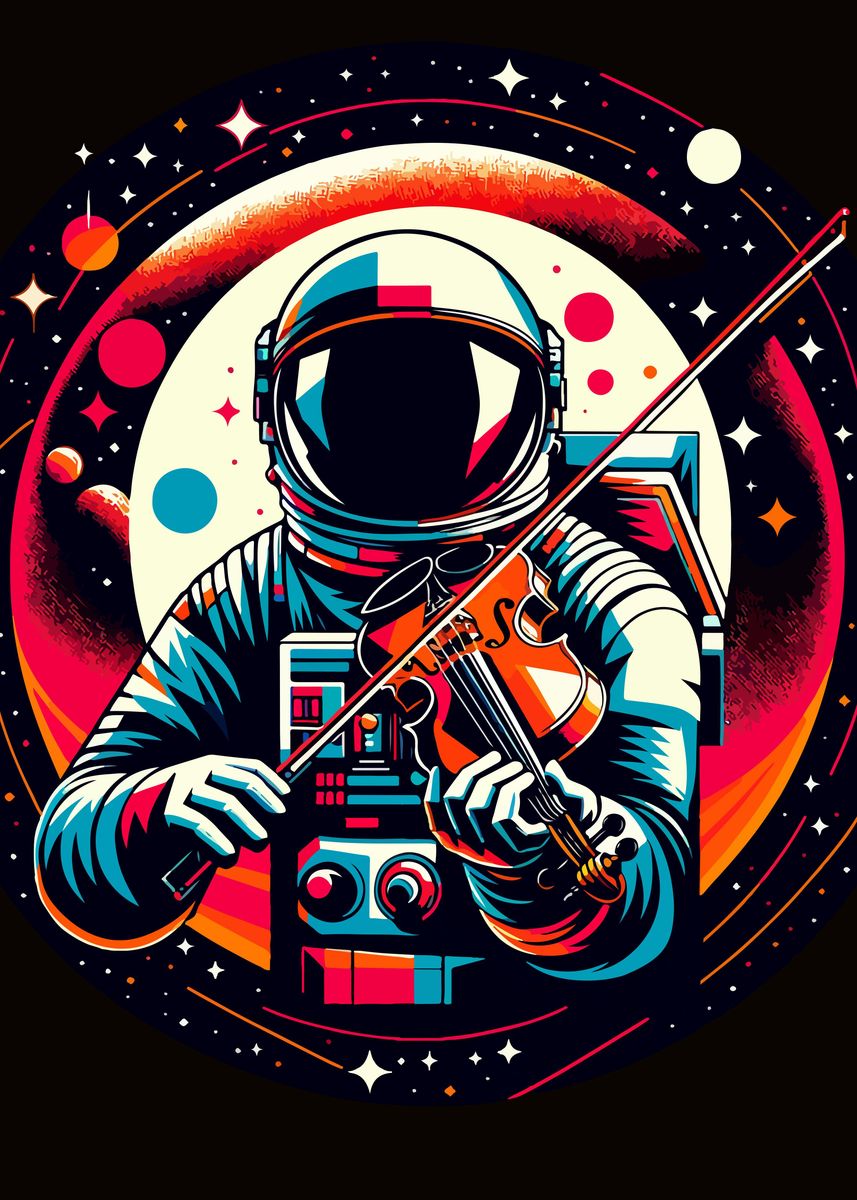 'Astronaut plays violin ' Poster, picture, metal print, paint by du ...
