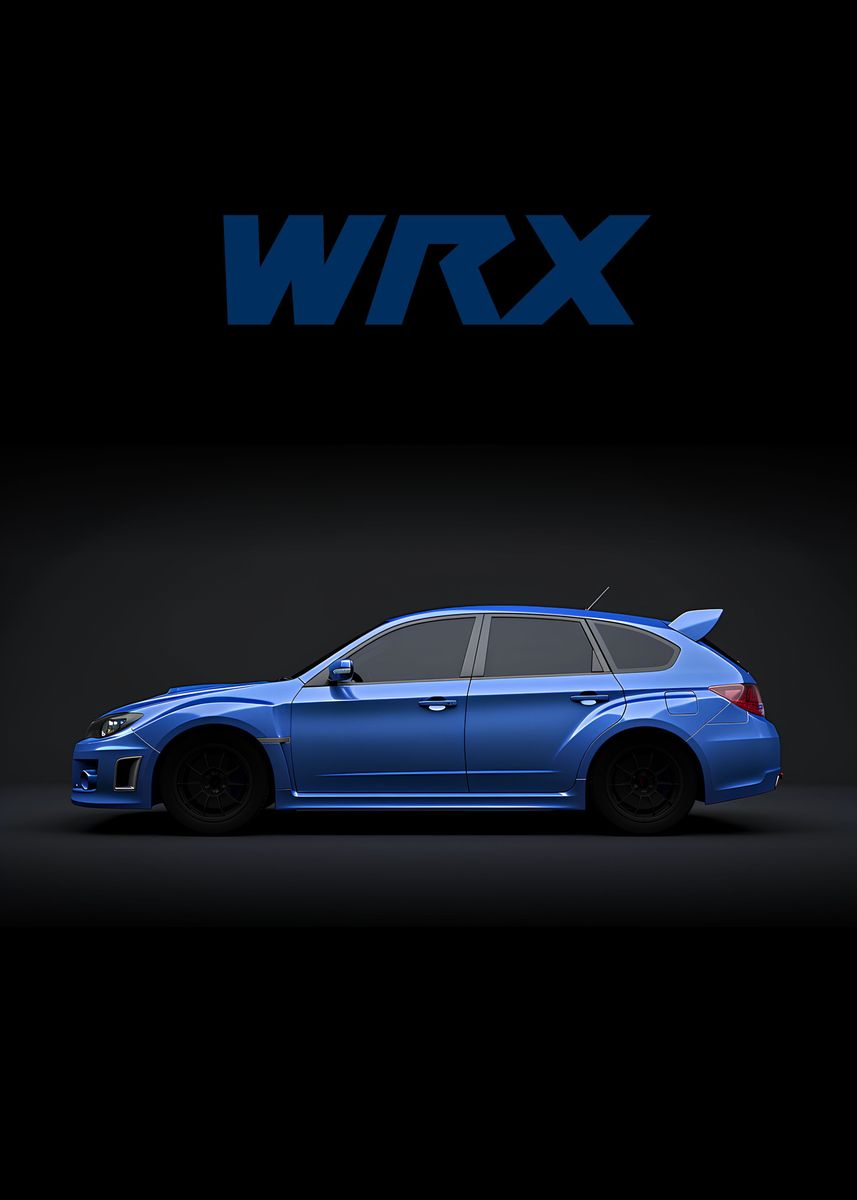 'wrx wagon blue car' Poster, picture, metal print, paint by Masje ...