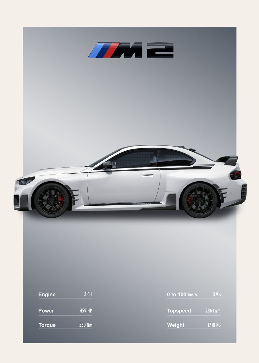'BMW M2 M performance' Poster, picture, metal print, paint by Full ...