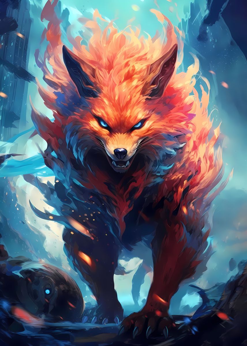 'Fierce Fire Red Fox' Poster, picture, metal print, paint by Luong Phat ...