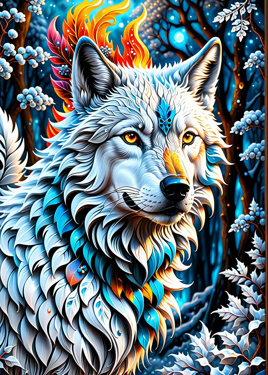 'Mythical Wolf' Poster, picture, metal print, paint by Poster ...