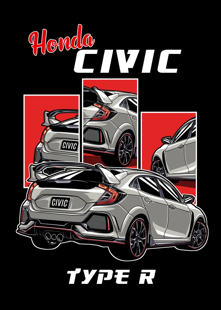 'Honda Civic Type R' Poster, picture, metal print, paint by The Miracle ...