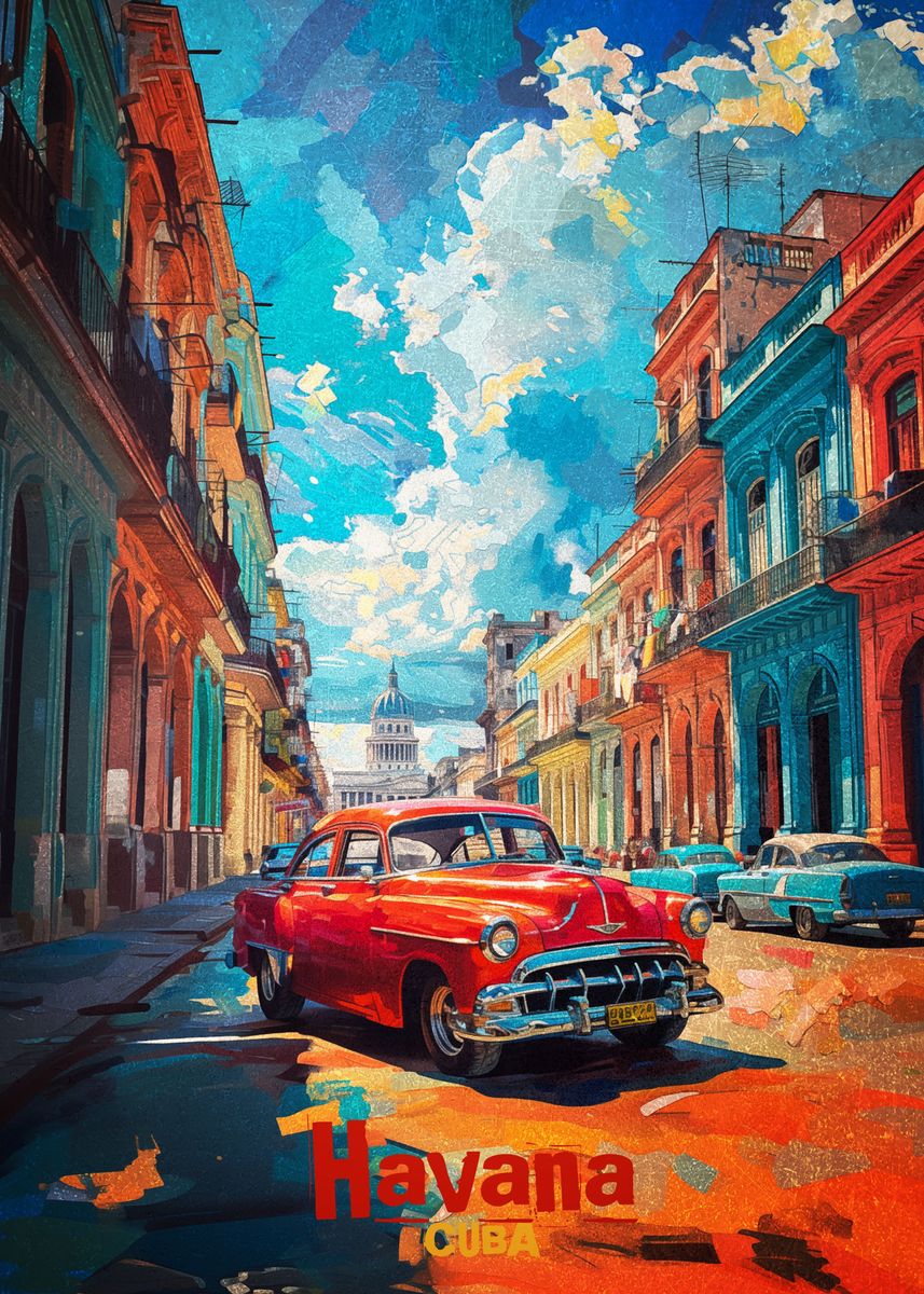 'Havana Art Poster' Poster, picture, metal print, paint by Mehdi | Displate