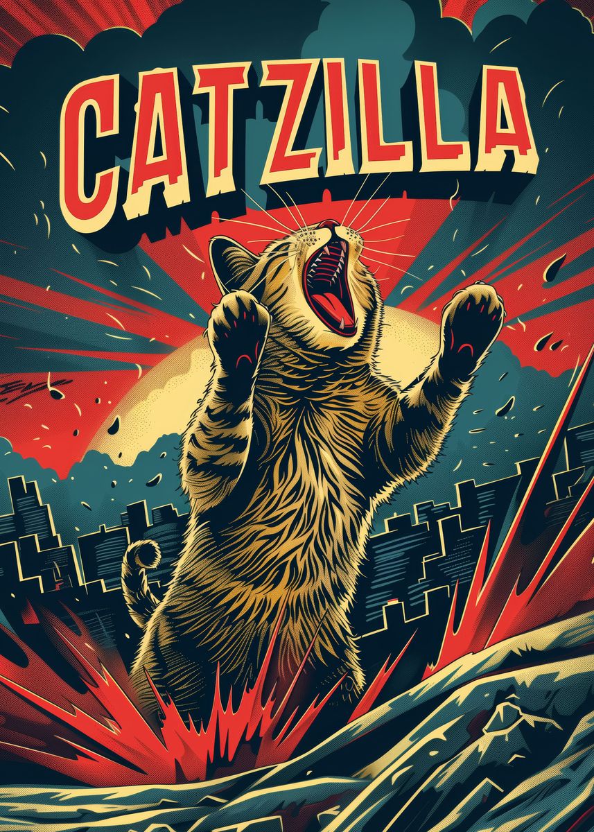 'Catzilla Movie Poster' Poster, picture, metal print, paint by Vizio ...