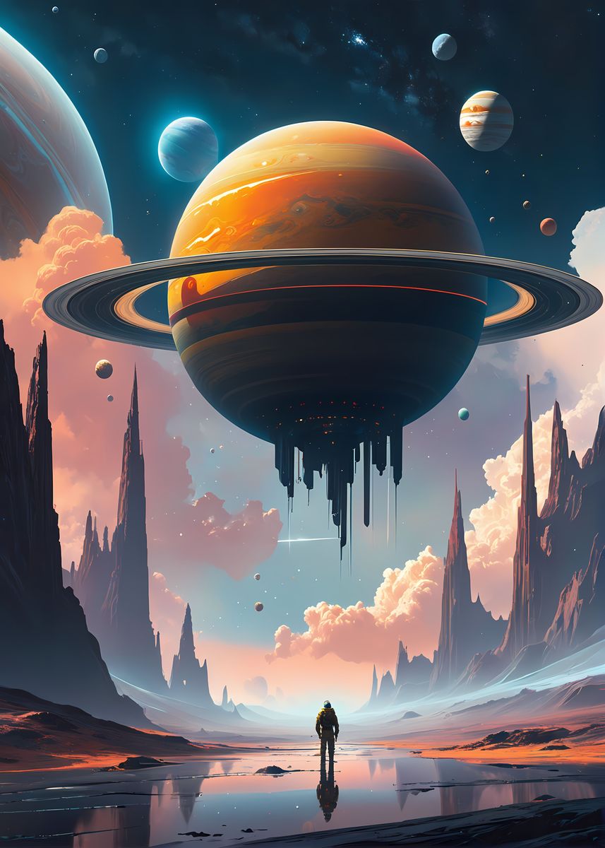 'Beautiful Saturn' Poster, picture, metal print, paint by Surreal Print ...