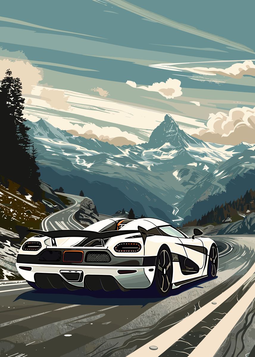 'Minimal Koenigsegg One' Poster, picture, metal print, paint by ...