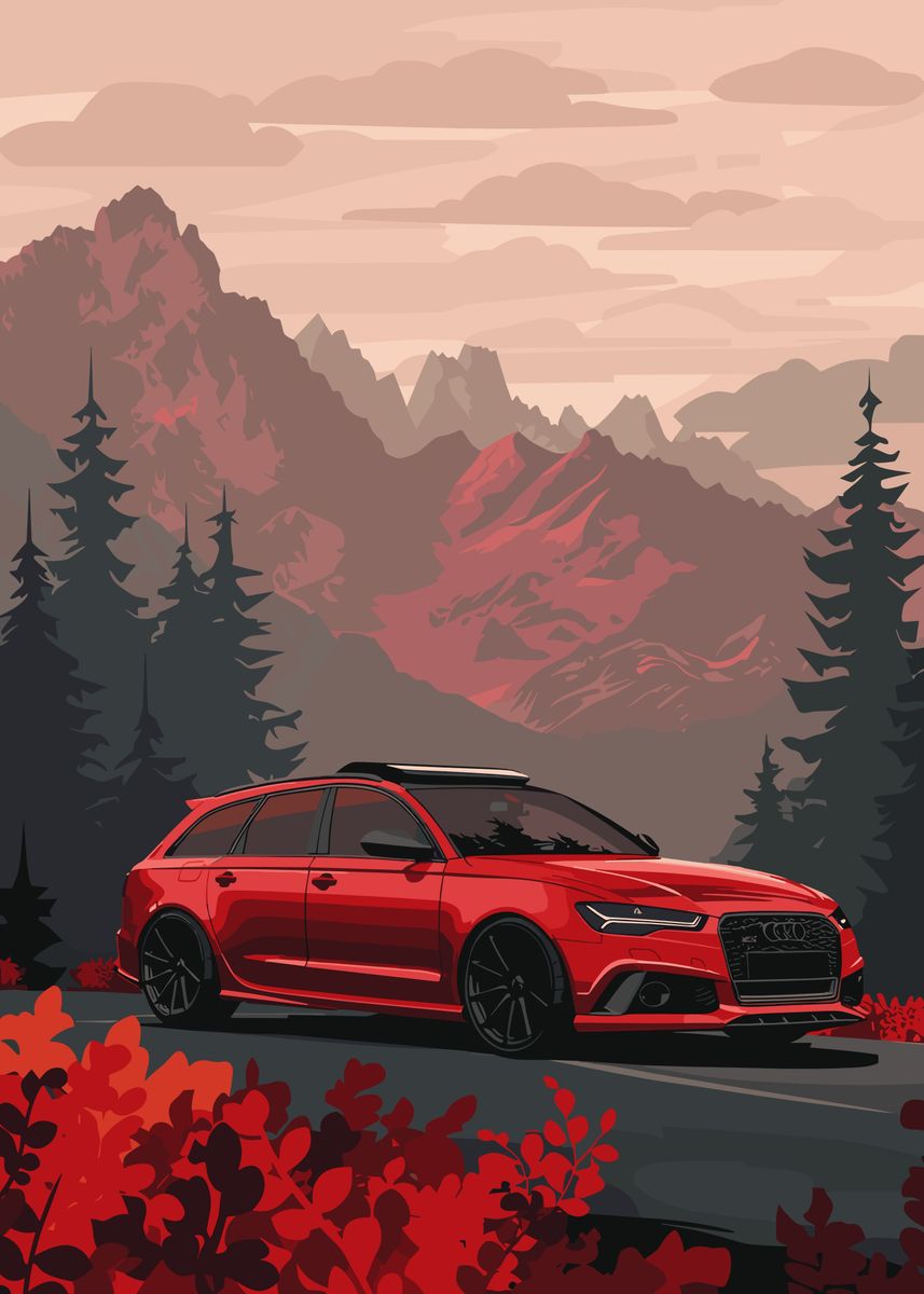 'Minimal Audi RS6 Mansory' Poster, picture, metal print, paint by ...