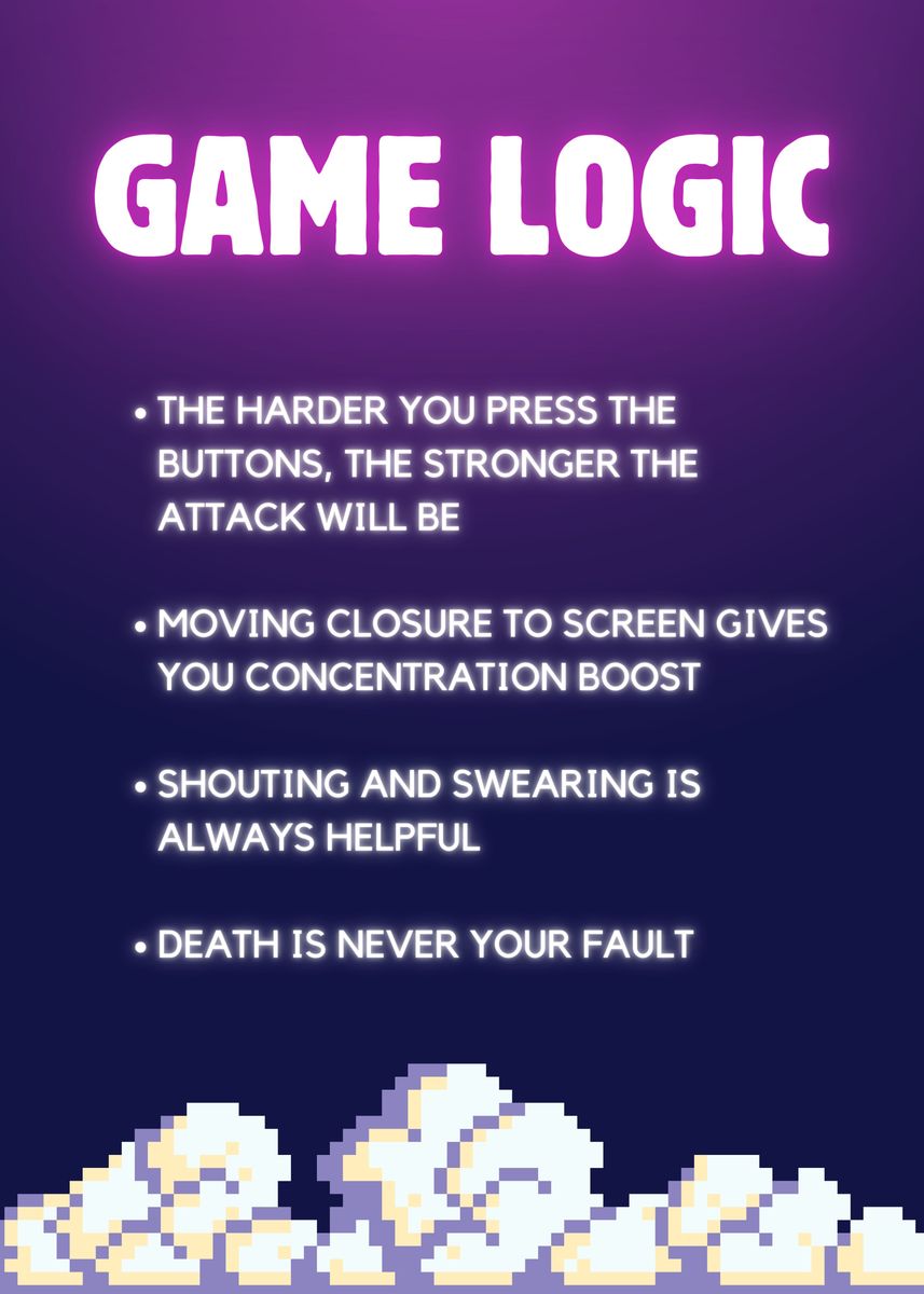 'Game Logic Funny' Poster, picture, metal print, paint by Nandita ...