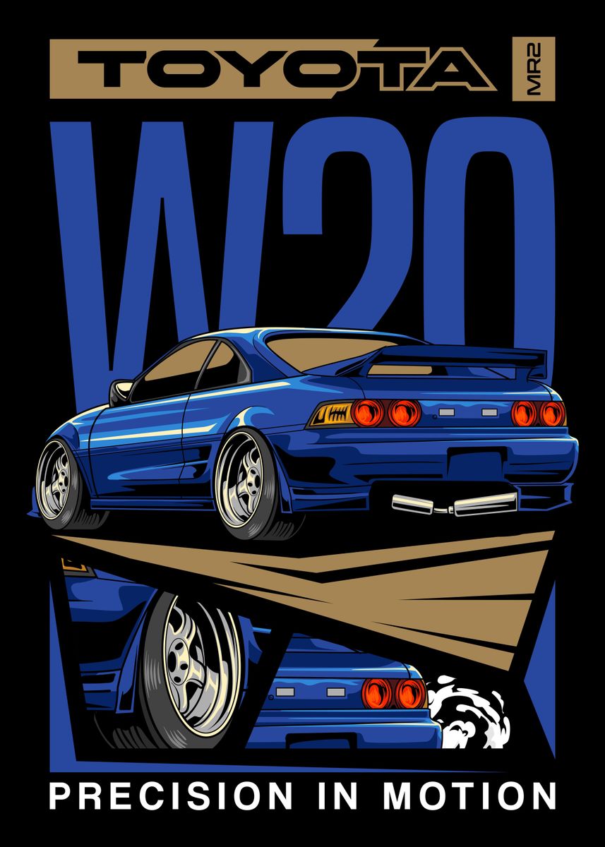 'MR2 W20 JDM Racing Car' Poster, picture, metal print, paint by ...