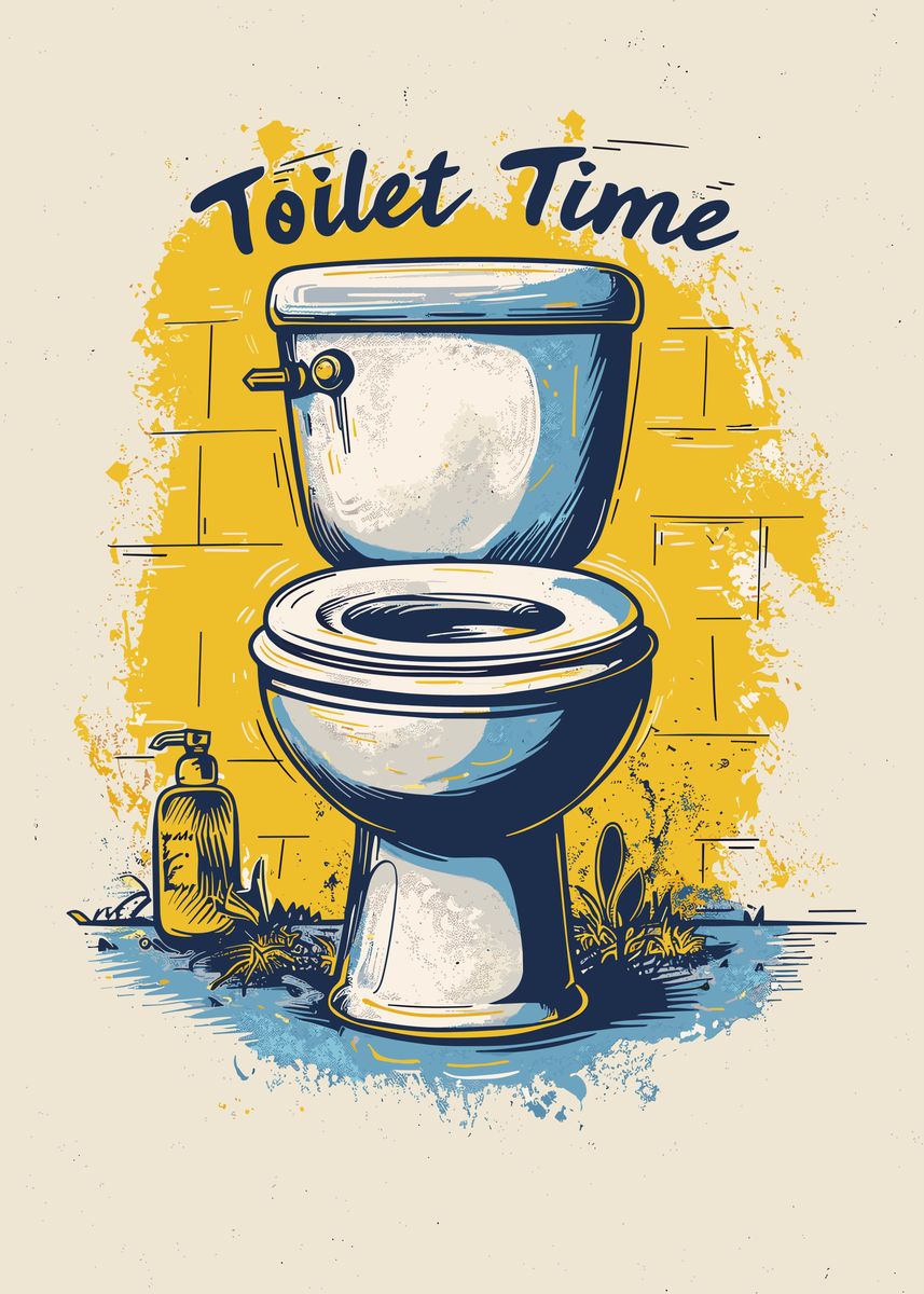 'Toilet Time Contemporary ' Poster, picture, metal print, paint by Maël ...