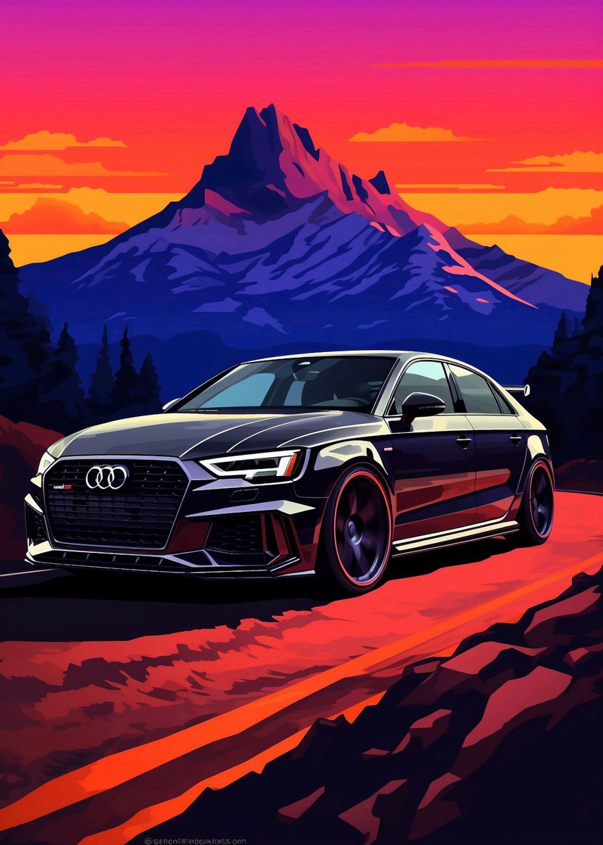 'A car Audi RS3 Sportback' Poster, picture, metal print, paint by Zaina ...