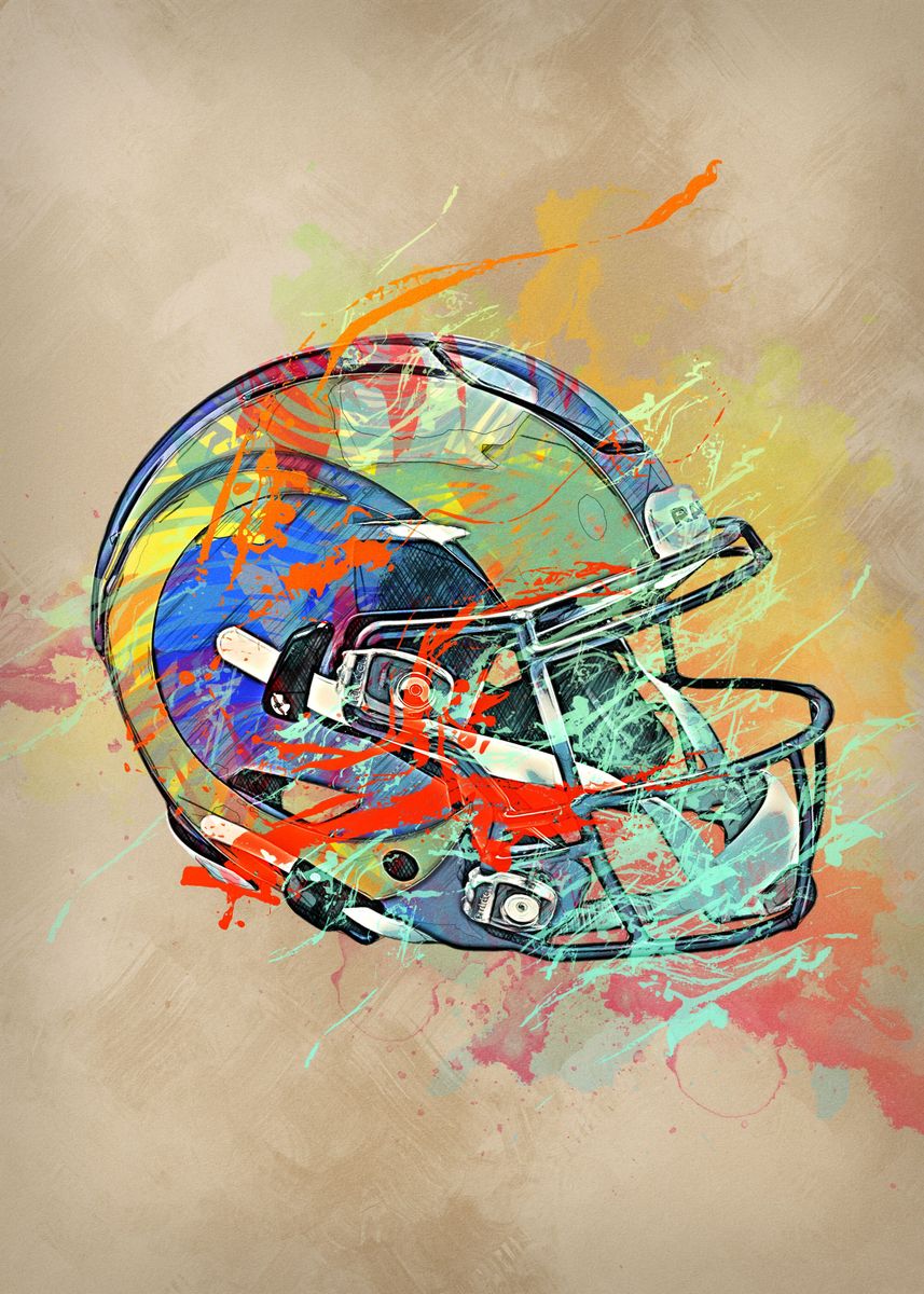 'Los Angeles Rams Helmet' Poster, picture, metal print, paint by ...