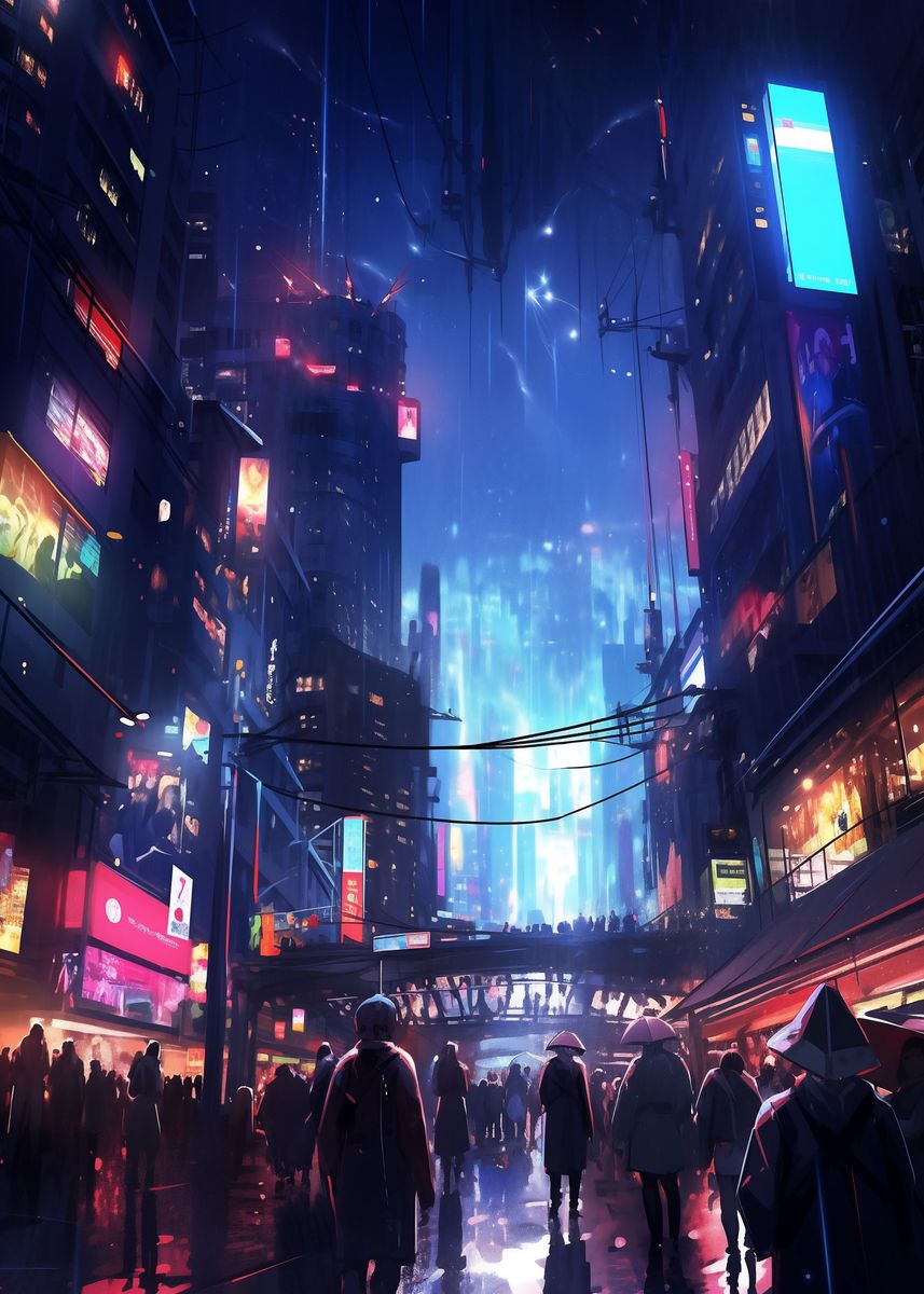 'Night City Cyberpunk' Poster, picture, metal print, paint by David Art ...