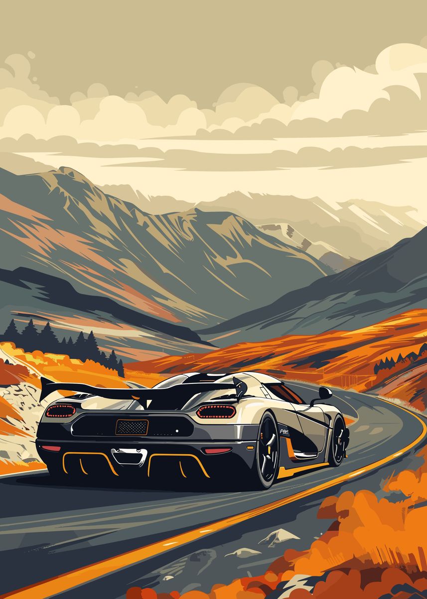 'Minimal Koenigsegg One' Poster, picture, metal print, paint by ...