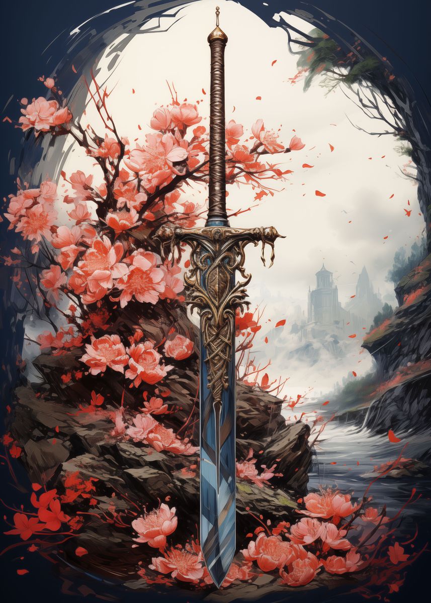 'Sakura Katana Sword' Poster, picture, metal print, paint by Space Art ...
