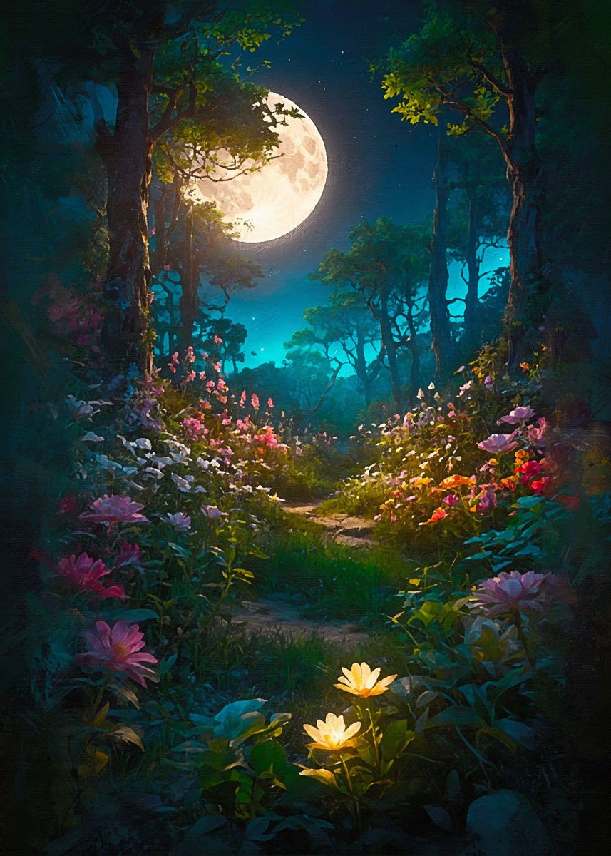 'Midsummer Night Forest' Poster, picture, metal print, paint by ...