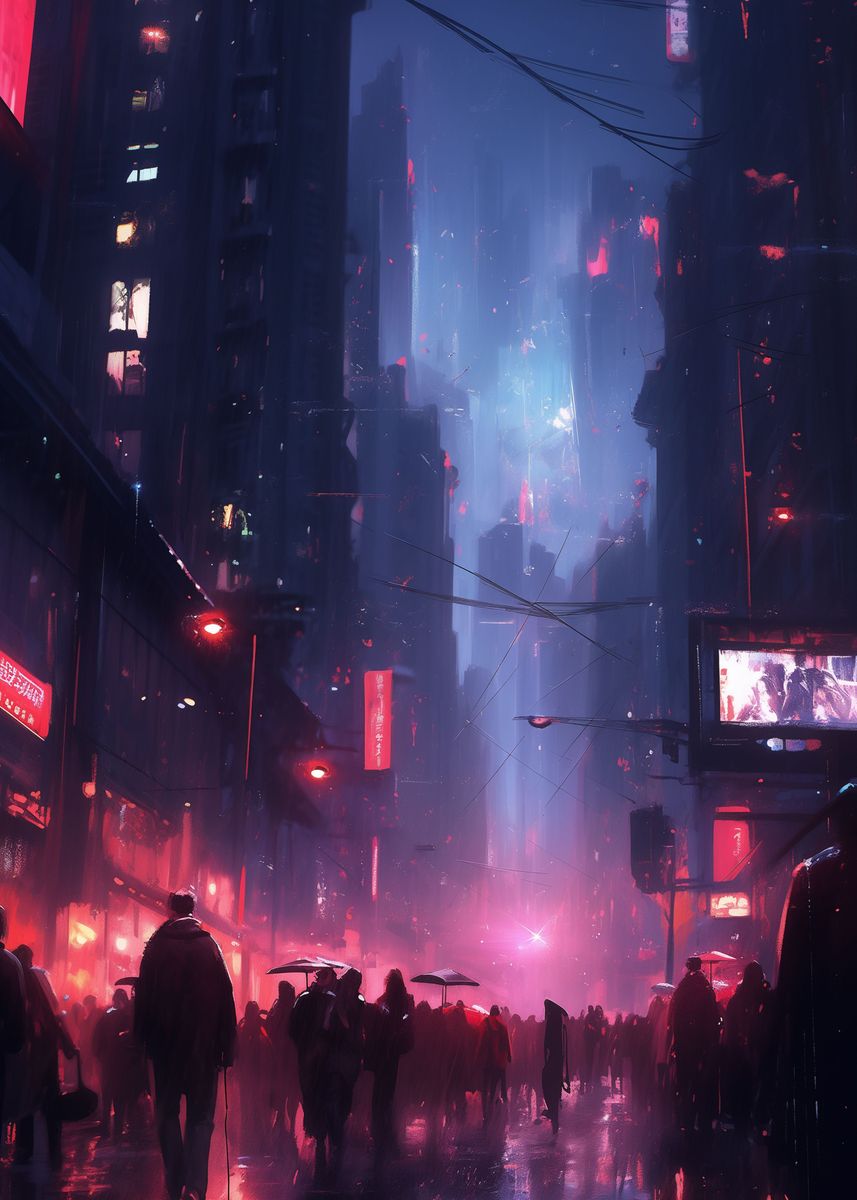 'NIght Cuty Cyberpunk' Poster, picture, metal print, paint by David Art ...