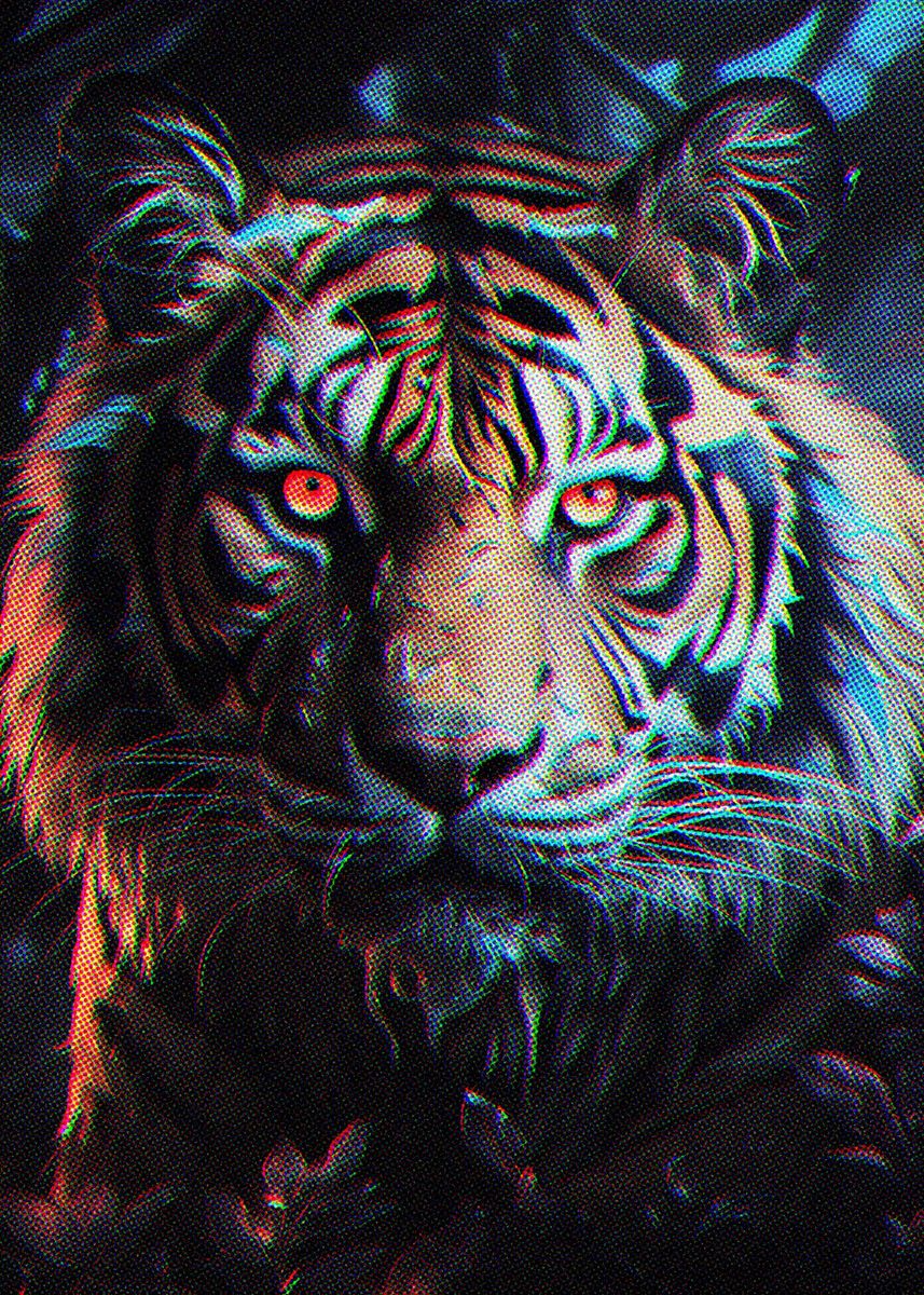 'Neon Horror Tiger' Poster, picture, metal print, paint by Ammar Zain ...