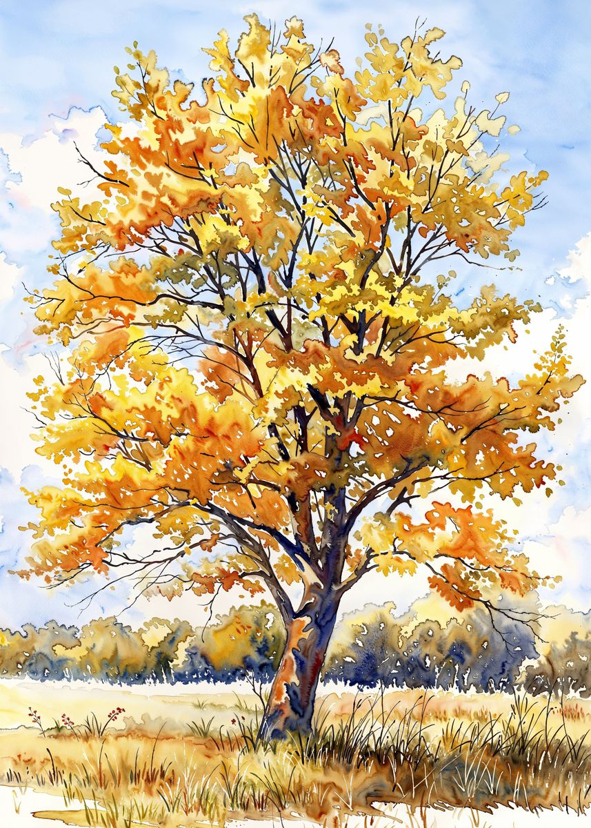 'Golden Autumn Majesty' Poster, picture, metal print, paint by Katsu ...