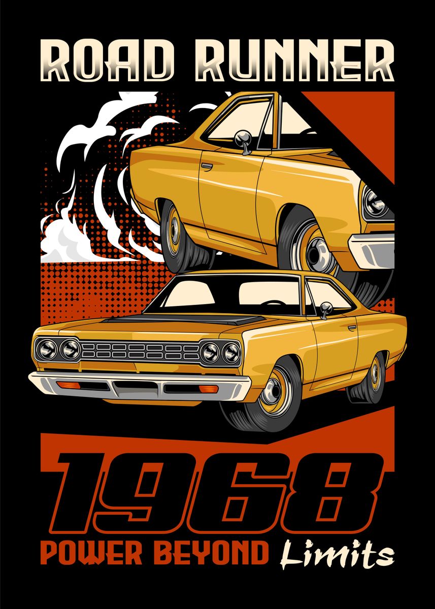 'Road Runner Muscle Car' Poster, picture, metal print, paint by Amila ...