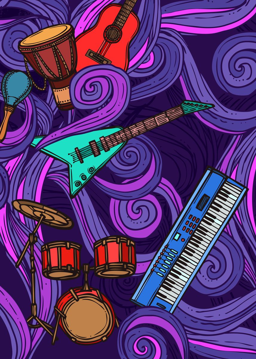 'Musical Instrument' Poster, picture, metal print, paint by Inspirate ...