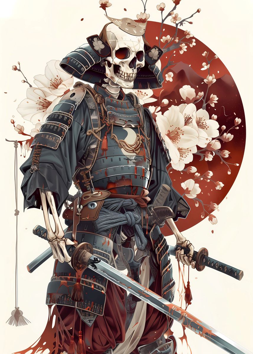 'Japan Sakura Adorned Ronin' Poster, picture, metal print, paint by ...