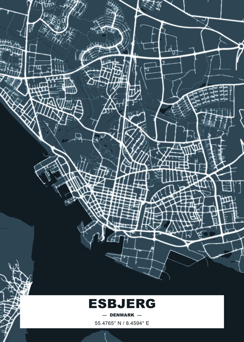 'Esbjerg' Poster, picture, metal print, paint by Bo Kev | Displate