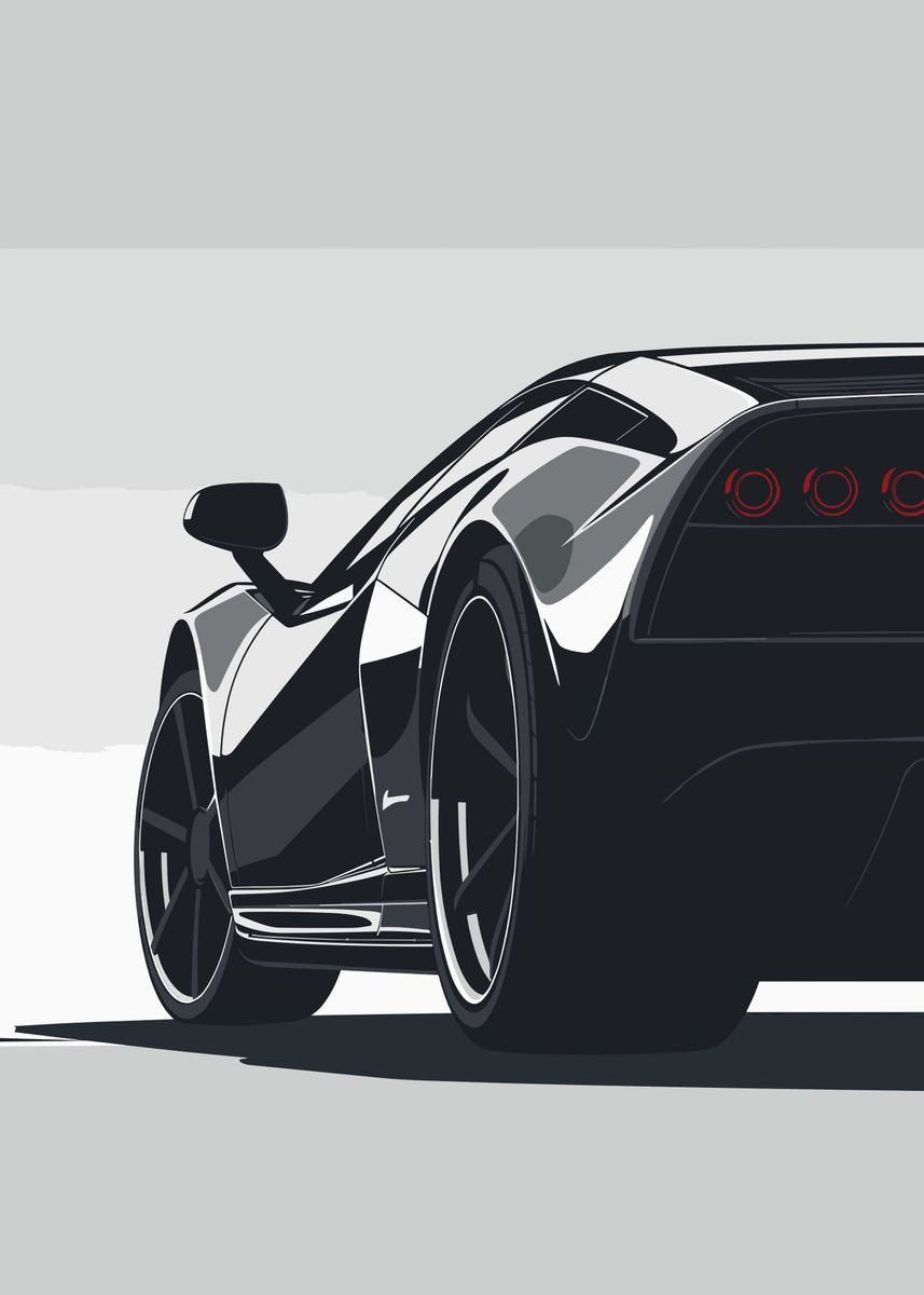 'Minimal Sport Car' Poster, picture, metal print, paint by SuperNova ...