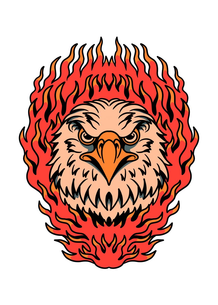 'burning eagle tattoo' Poster, picture, metal print, paint by doni ...